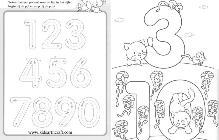 1-10 Writing numbers worksheets for preschool and kindergarten - Kids ...