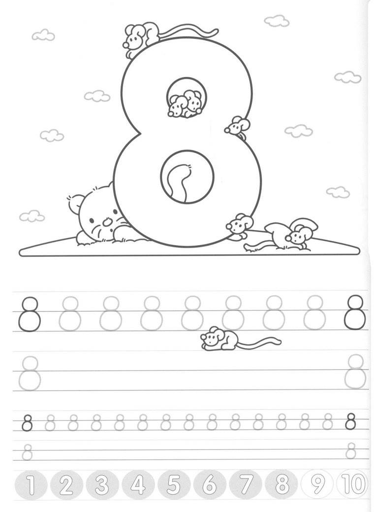1-10 Writing numbers worksheets for preschool and kindergarten - Kids ...