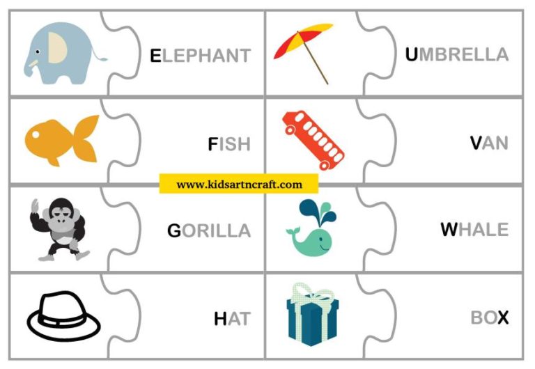 Toddler Pre-K Letter/Word Matching Printable Game - Kids Art & Craft