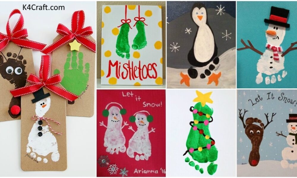 Christmas Footprint Crafts for Kids - Reindeer, Snowmen, Christmas Bell ...
