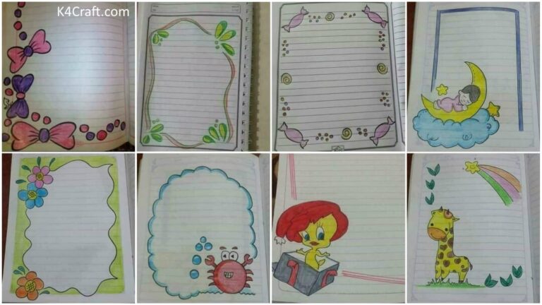 Handmade Border Designs for Project File Pages - Kids Art & Craft