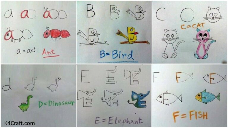 A to Z Alphabet Drawing Pictures for Kids - Step by Step Image ...