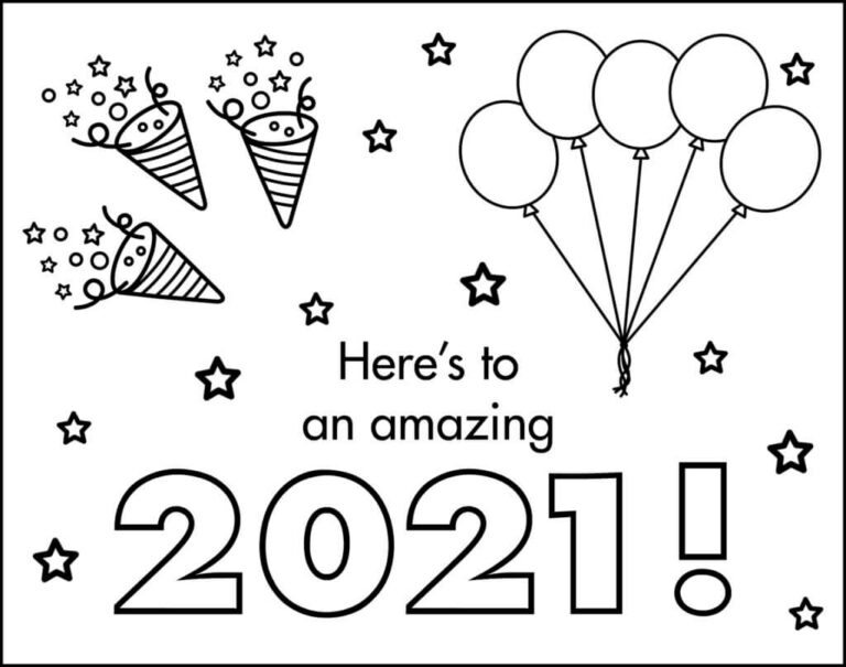 New Year’s Coloring Pages for Kids - Kids Art & Craft