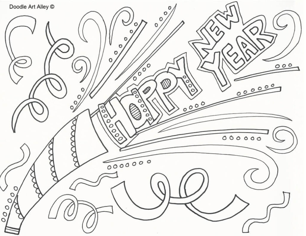 New Year’s Coloring Pages for Kids - Kids Art & Craft