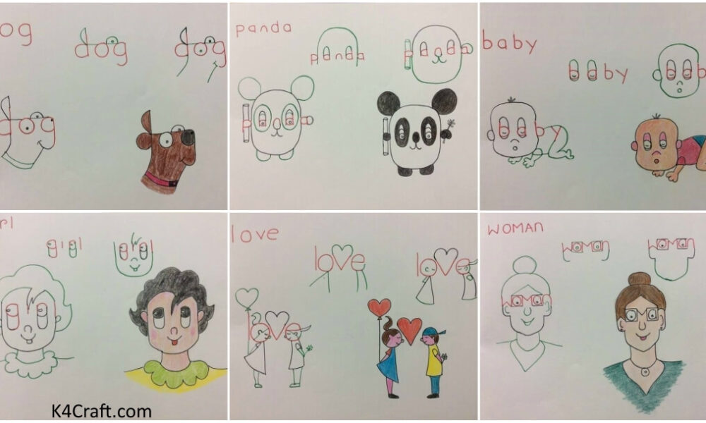 Learn To Draw Easy Drawings From Words - Kids Art & Craft