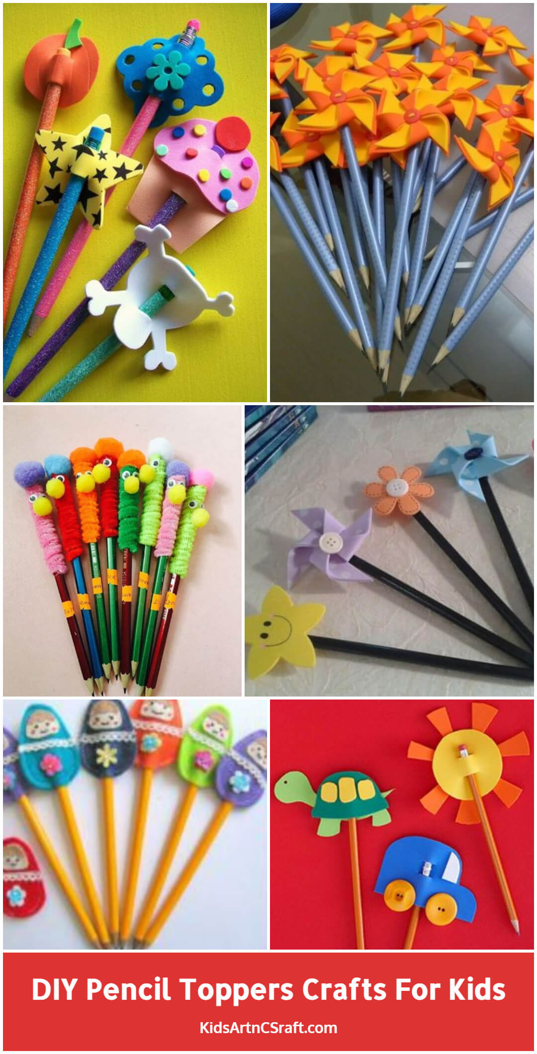 How To Make Easy Diy Pencil Toppers Craft Ideas Kids Art Craft