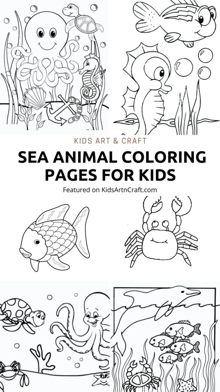 Easy Sea Animal Coloring Pages for Kids - Kids Art & Craft