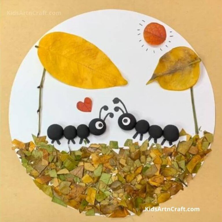 How to Make Dry Leaf Art Project Step by Step Instructions Easy Tutorial - Kids Art & Craft