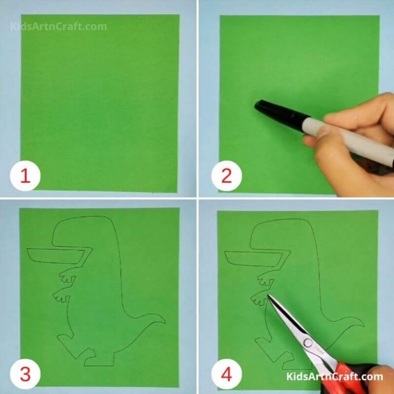 How to Make a Paper Dinosaur - Step by Step Instructions - Kids Art & Craft