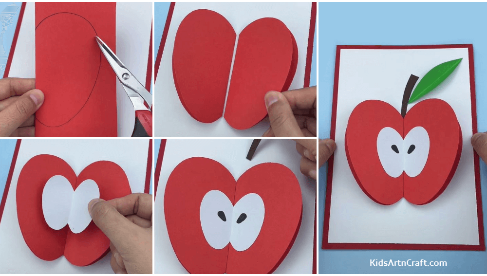 How to Make 3D Apple Paper Card - Step by Step Instructions - Kids Art ...