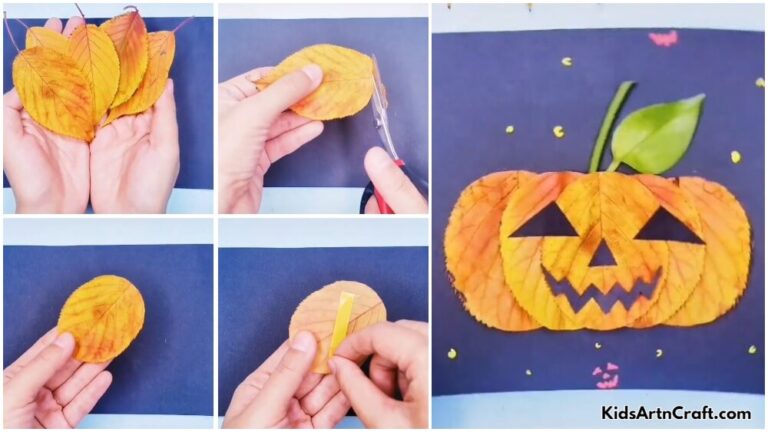 Easy to Make Pumpkin Craft with Fall Leaves - Step by Step Instructions ...
