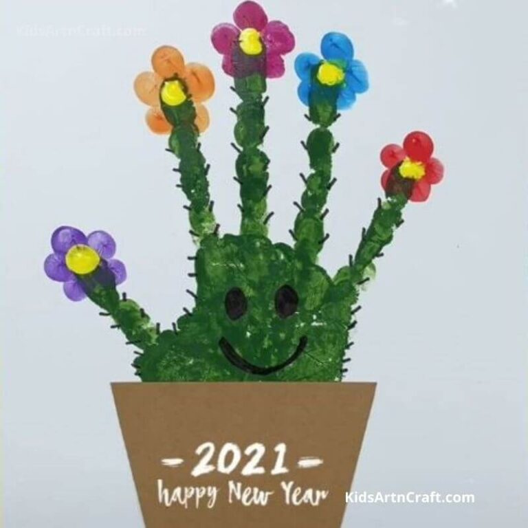 Handprint Cactus Painting - Step by Step Instructions - Kids Art & Craft