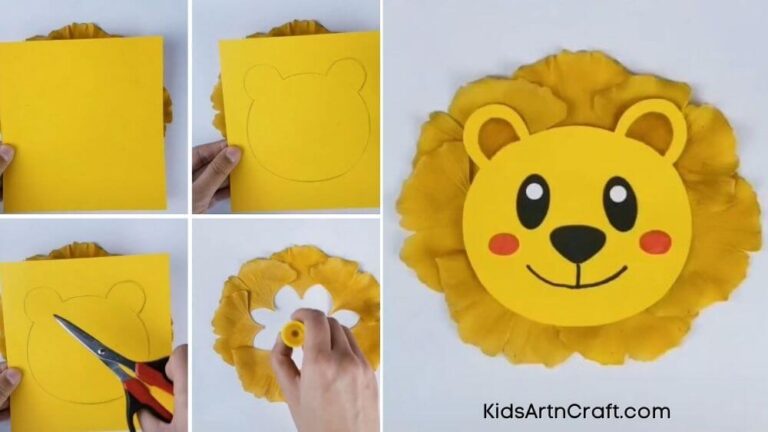 How to Make Bear Face with Paper and Flower Petals - Kids Art & Craft