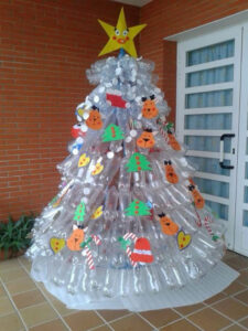 Christmas Tree Made Out of Recycled Plastic Bottles - Kids Art & Craft