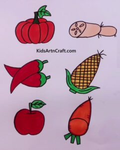 Easy Fruit & Vegetable Drawings For Kids - Kids Art & Craft