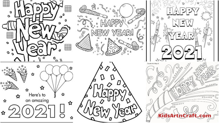 New Year’s Coloring Pages for Kids - Kids Art & Craft