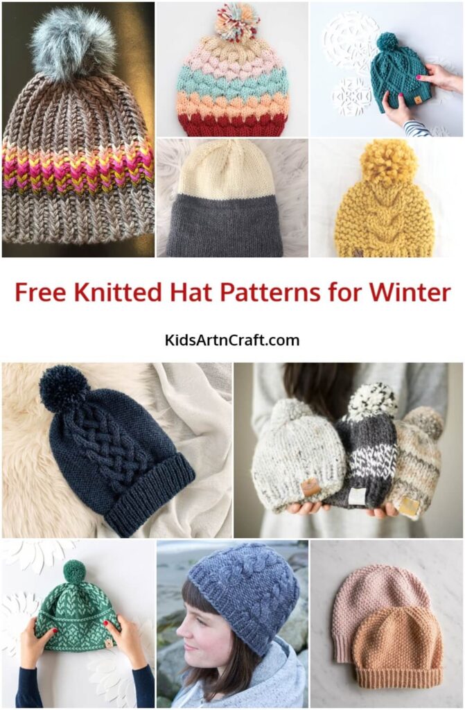 Free Knitted Hat Patterns for Winter - Kids Art & Craft