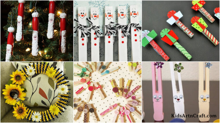 Clothespin Clip Crafts for Christmas - Kids Art & Craft