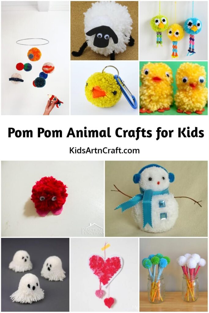 Pom Pom Animal Crafts for Kids - Kids Art & Craft