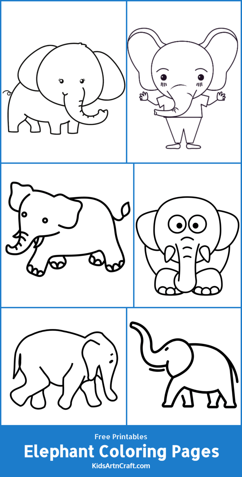 Elephant Coloring Pages for Kids - Free Printables - Kids Art & Craft