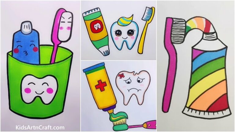 Toothpaste & Brush Drawings for Kids - Kids Art & Craft
