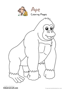 Ape Coloring Pages For Kids – Free Printables - Kids Art & Craft