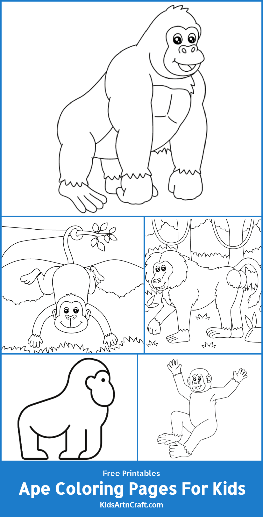 Ape Coloring Pages For Kids – Free Printables - Kids Art & Craft