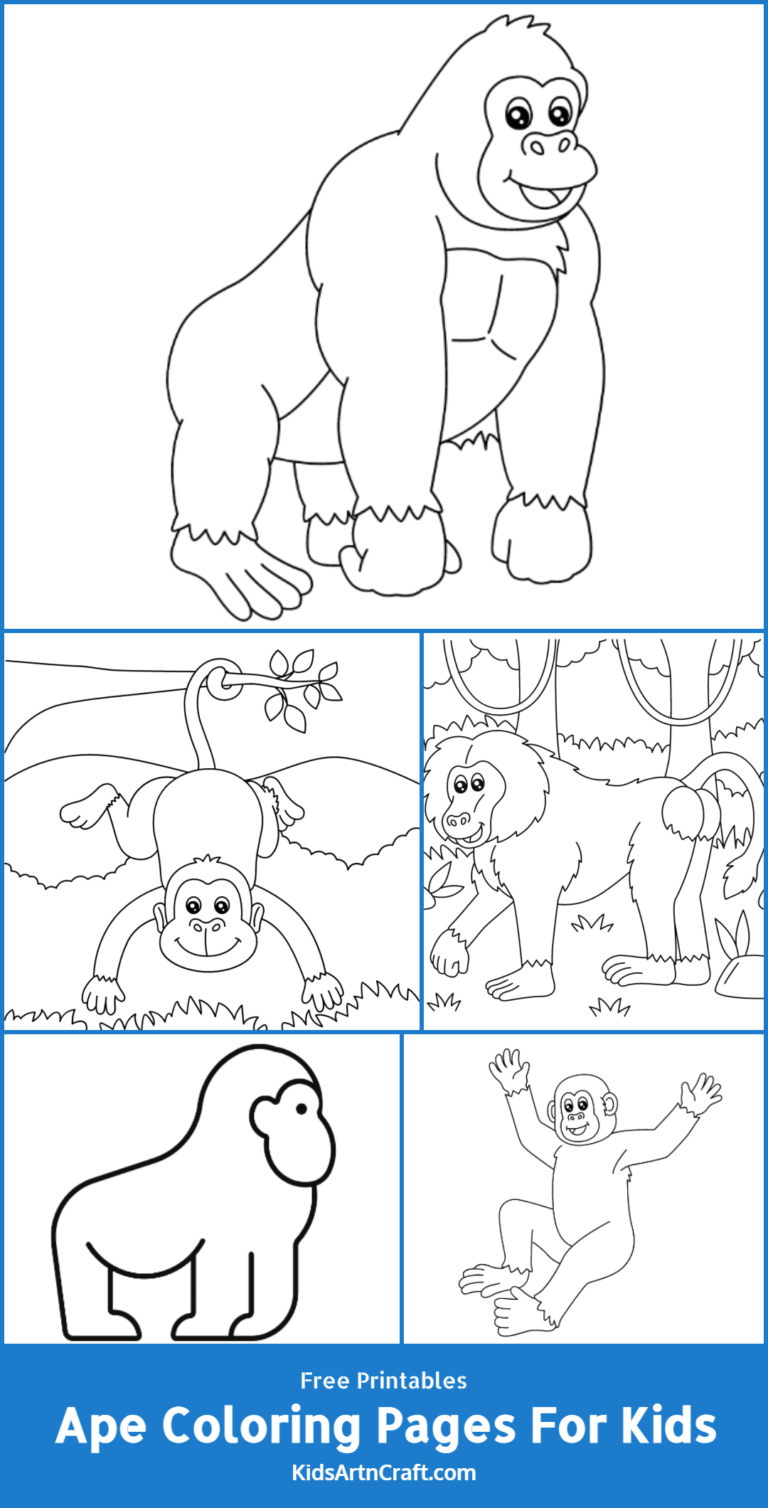 Ape Coloring Pages For Kids – Free Printables - Kids Art & Craft