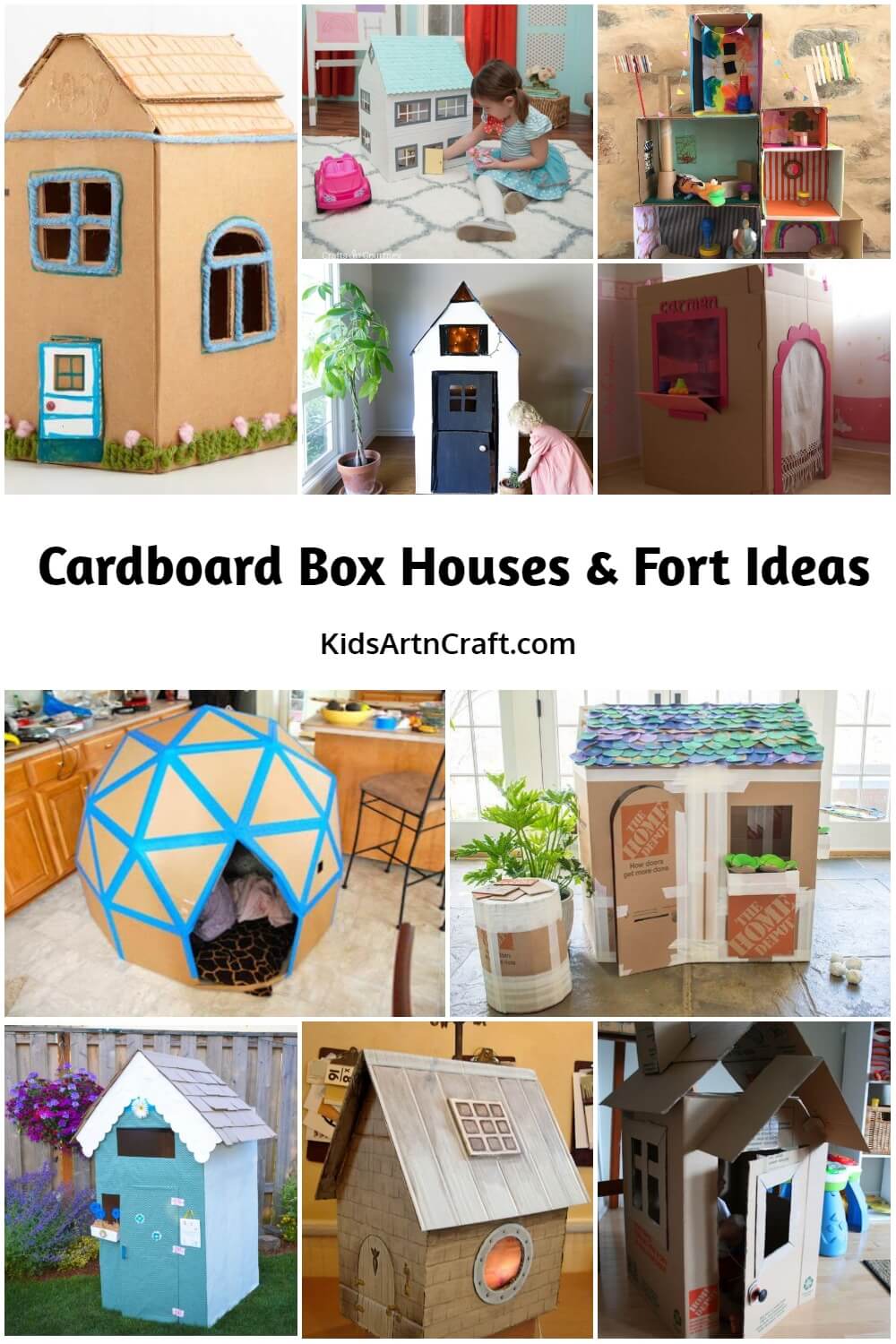 Cardboard Box Houses & Fort Ideas - Kids Art & Craft