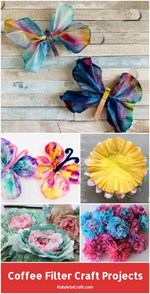 Coffee Filter Craft Projects - Butterflies & Flower - Kids Art & Craft