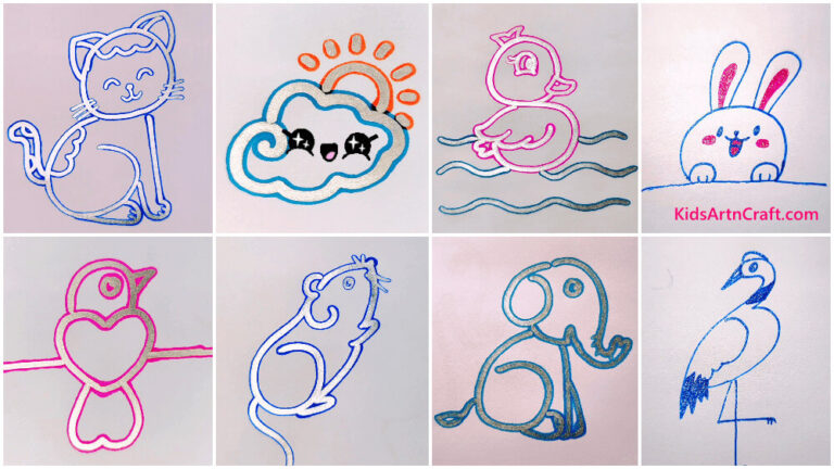 Easy Glitter Pen Drawings for Kids - Kids Art & Craft