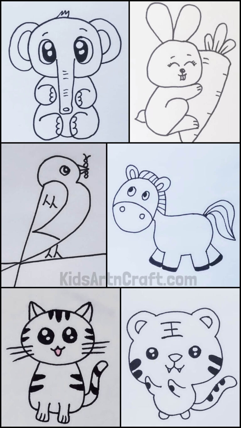 Cute Forest & Farm Animal Drawings for Kids - Kids Art & Craft