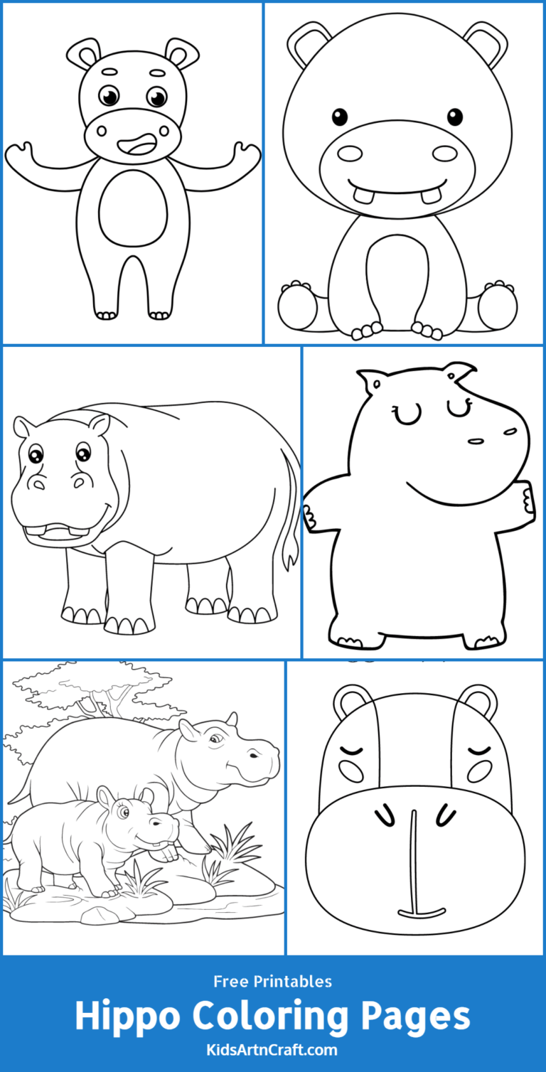 Hippo Coloring Pages For Kids – Free Printables - Kids Art & Craft