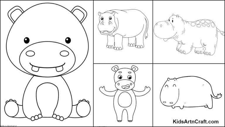 Hippo Coloring Pages For Kids – Free Printables - Kids Art & Craft