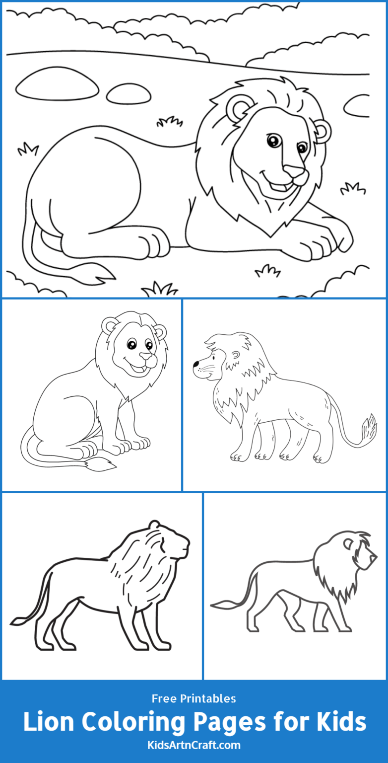 Lion Coloring Pages for Kids - Free Printables - Kids Art & Craft