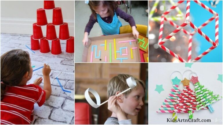 Straw Activities for Preschool & Kindergarten - Kids Art & Craft
