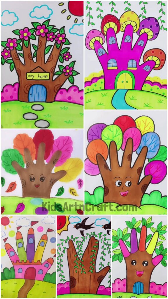 Hand Tree House Drawings For Kids - Kids Art & Craft