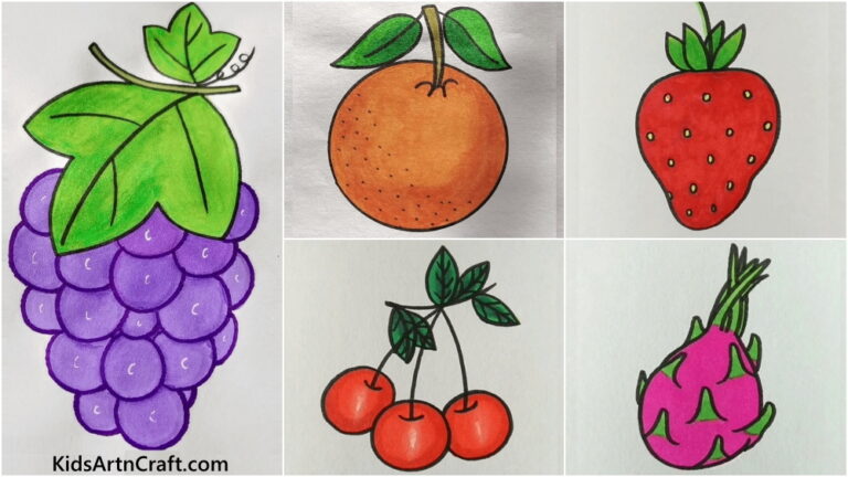 Let's Learn, Draw And Eat Fruits Together - Kids Art & Craft