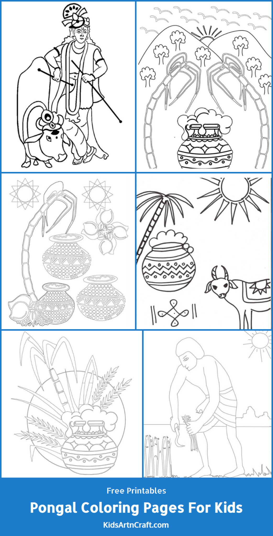 Pongal / Sankranti Coloring Pages For Kids – Free Printables - Kids Art ...
