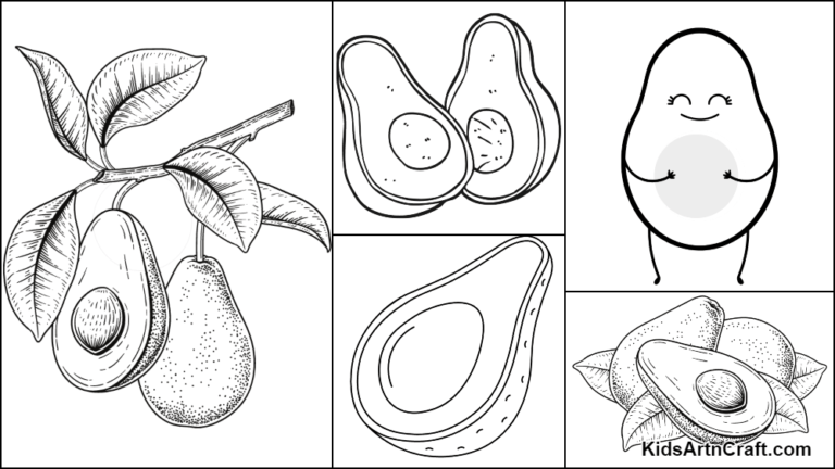 Avocado Coloring Pages For Kids – Free Printables - Kids Art & Craft