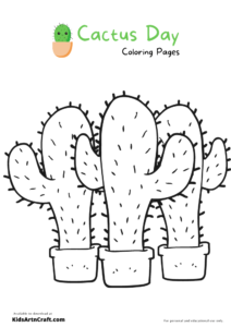 Cactus Day Coloring Pages For Kids – Free Printables - Kids Art & Craft