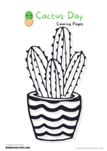 Cactus Day Coloring Pages For Kids – Free Printables - Kids Art & Craft