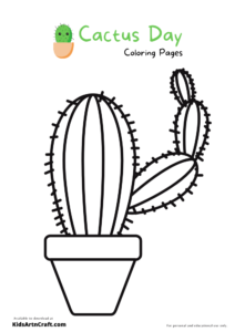 Cactus Day Coloring Pages For Kids – Free Printables - Kids Art & Craft