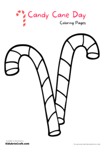 Candy Cane Day Coloring Pages For Kids – Free Printables - Kids Art & Craft