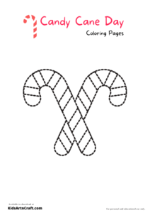 Candy Cane Day Coloring Pages For Kids – Free Printables - Kids Art & Craft