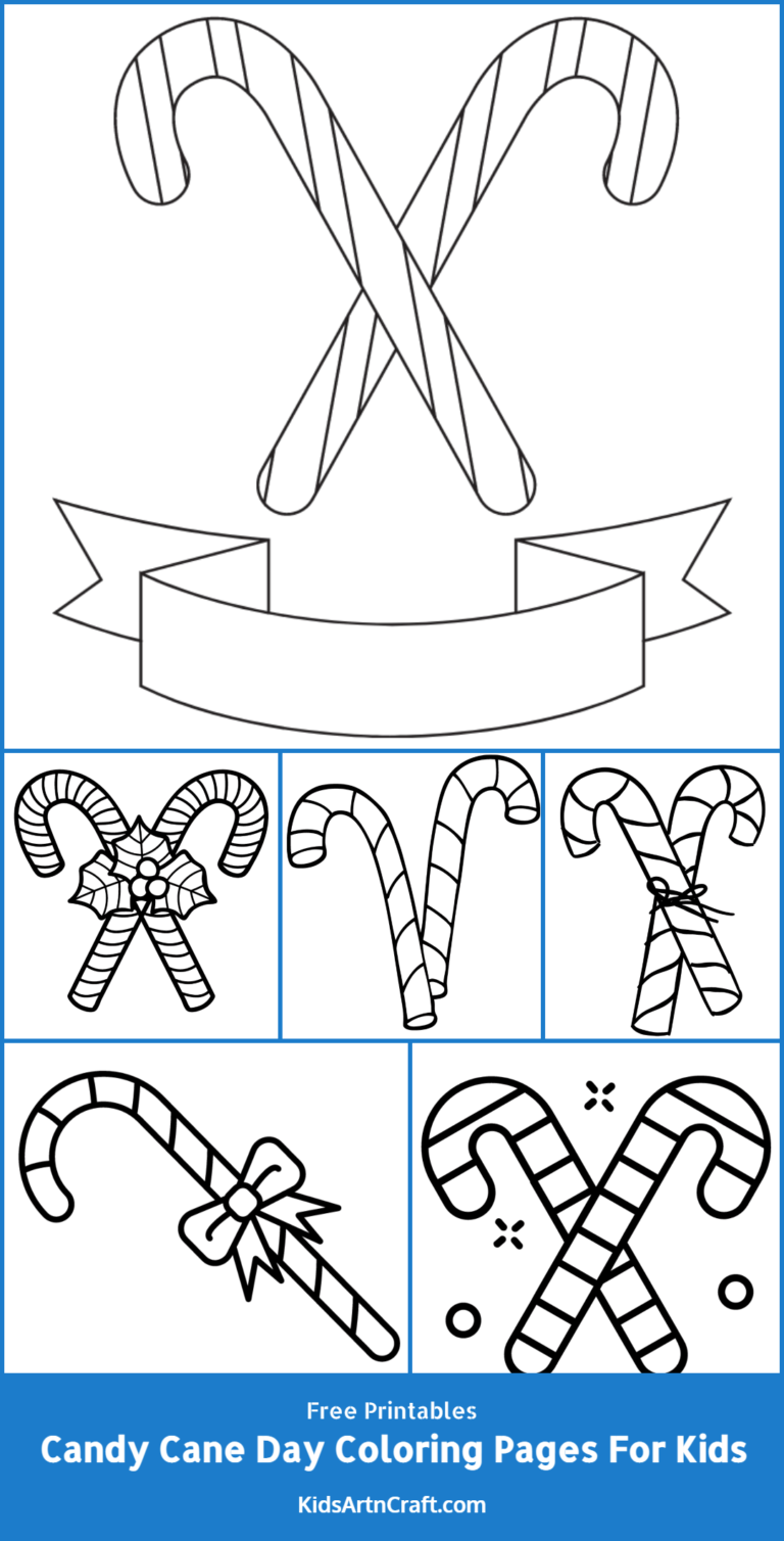 Candy Cane Day Coloring Pages For Kids – Free Printables - Kids Art & Craft