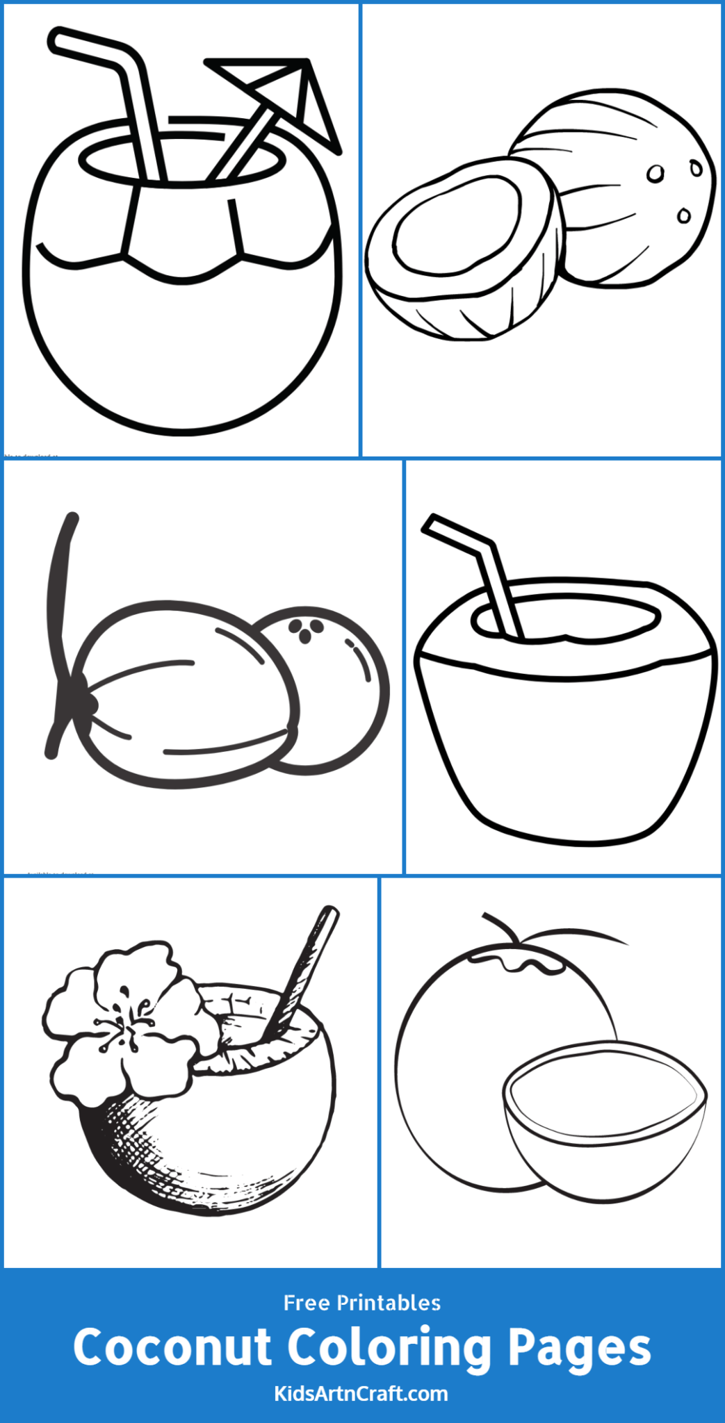 Coconut Coloring Pages For Kids – Free Printables - Kids Art & Craft