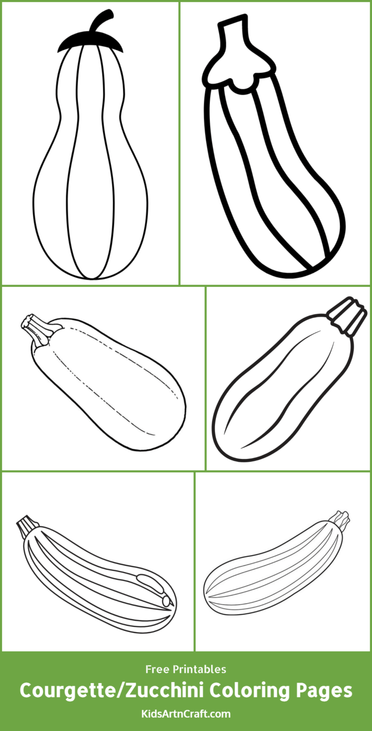 Courgette/Zucchini Coloring Pages For Kids – Free Printables - Kids Art ...