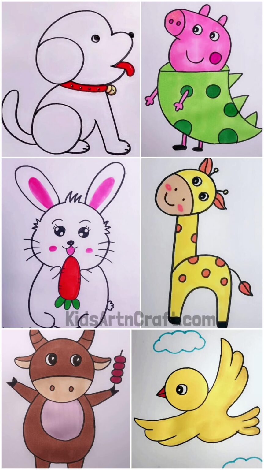 Easy Animal Drawings With colors For Kids - Kids Art & Craft