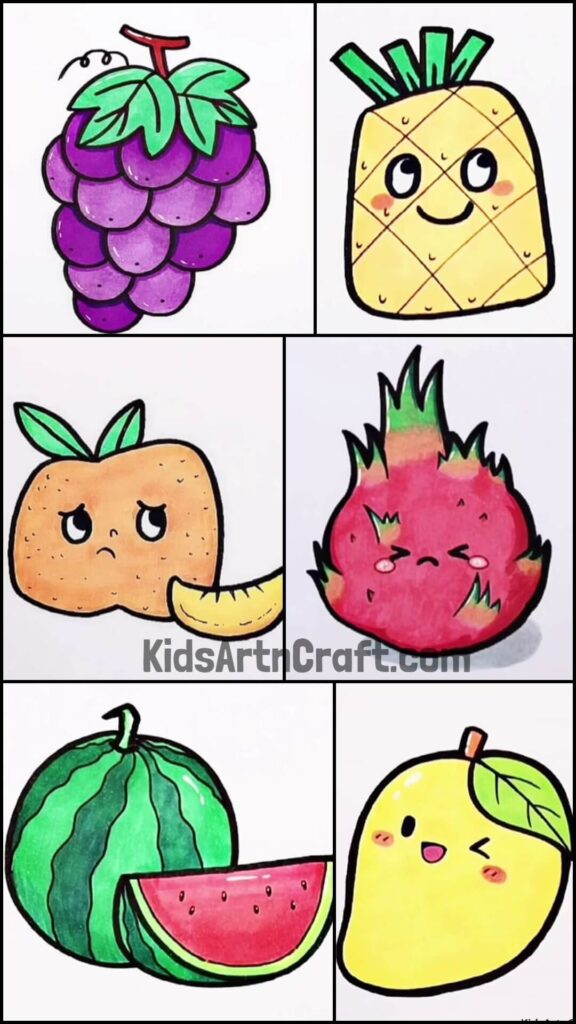 Fresh Fruit Drawings & Coloring Ideas - Kids Art & Craft